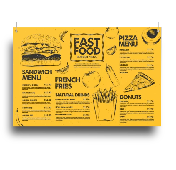 Restaurant Menu Boards (Foam) - On line Printing Services. Graphic ...